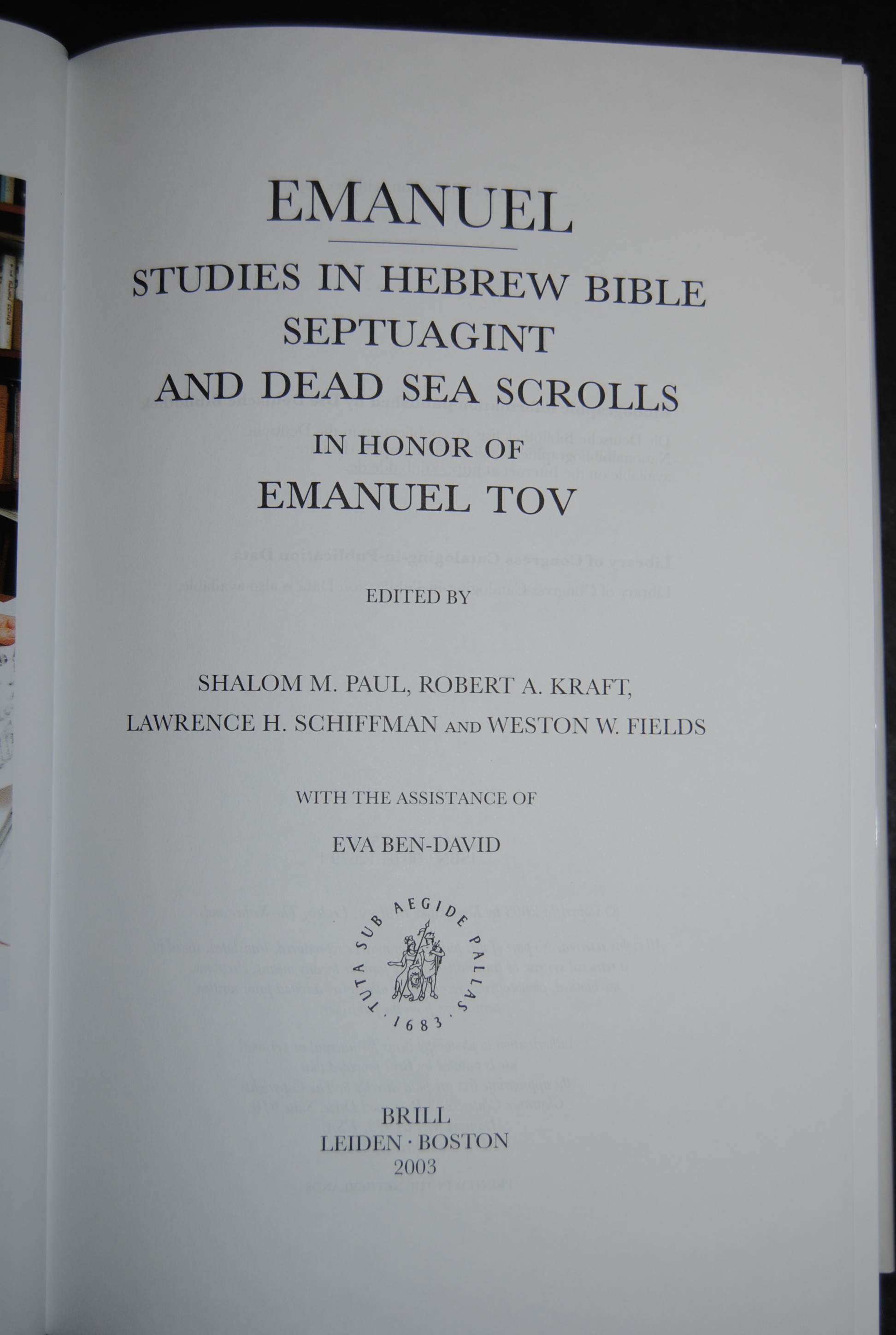 Emanuel. Studies in Hebrew Bible Septuagint and Dead Sea Scrolls in ...