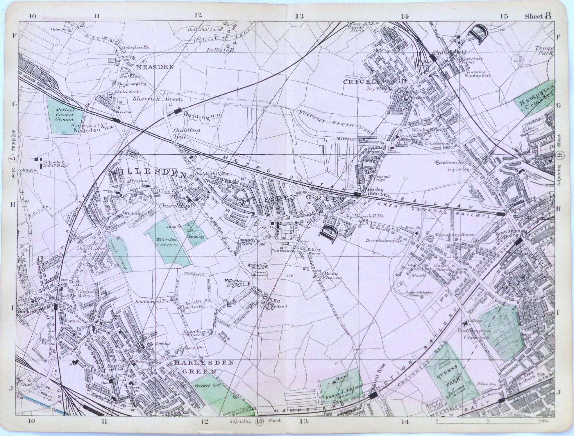 LONDON, 1900 - WILLESDEN, CRICKLEWOOD, BRONDESBURY, NEASDEN, HARLESDEN ...