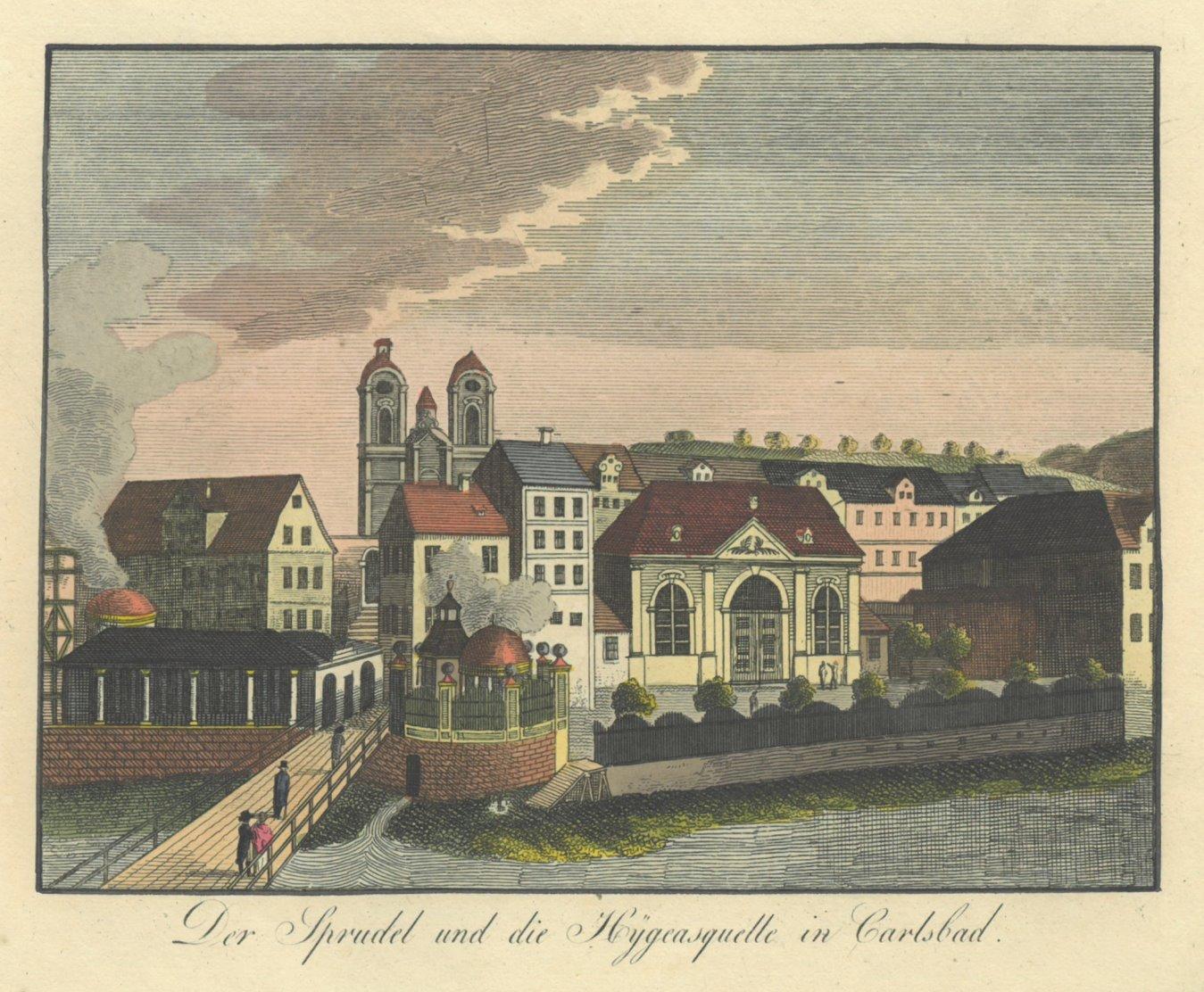 KARLSBAD. "Der Sprudel und die Hygeasquelle in Karlsbad".: Art / Print ...