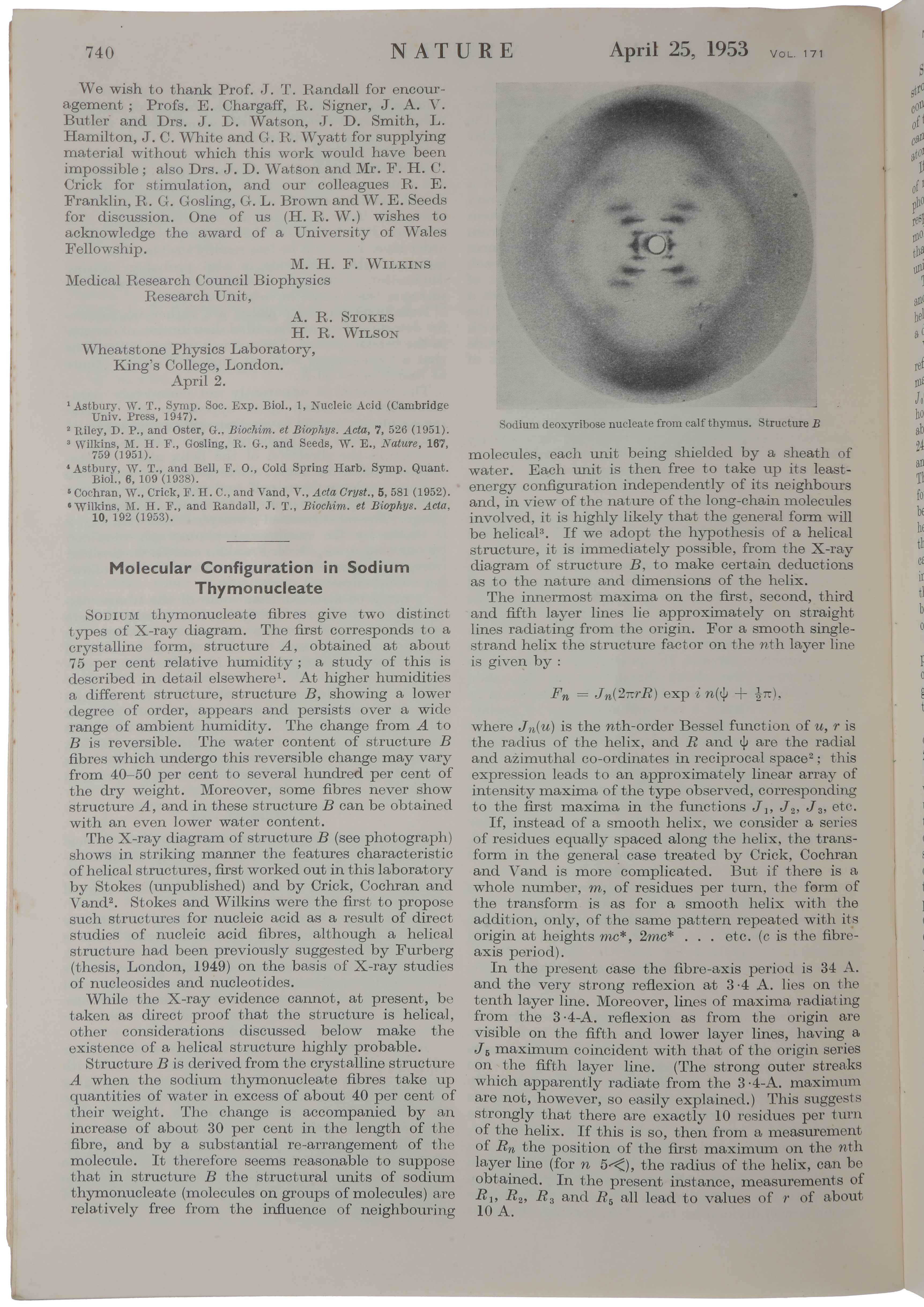 [The six milestone papers on the structure of DNA in original wrappers ...