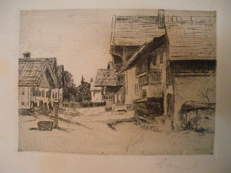 Orig. Radierung: Berchtesgaden. Mit unleserlicher Signatur.: (1880) Art ...