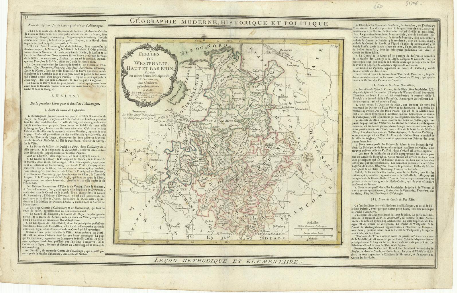 Cercles de Westphalie, Haut et Bas Rhin. by Desnos Louis Charles 1725 ...