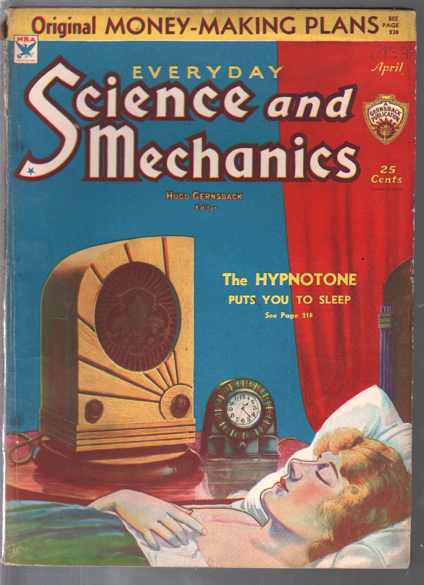 Everyday Science & Mechanics 4/1934-Frank R Paul-Hypnotone-Dunninger-VG ...