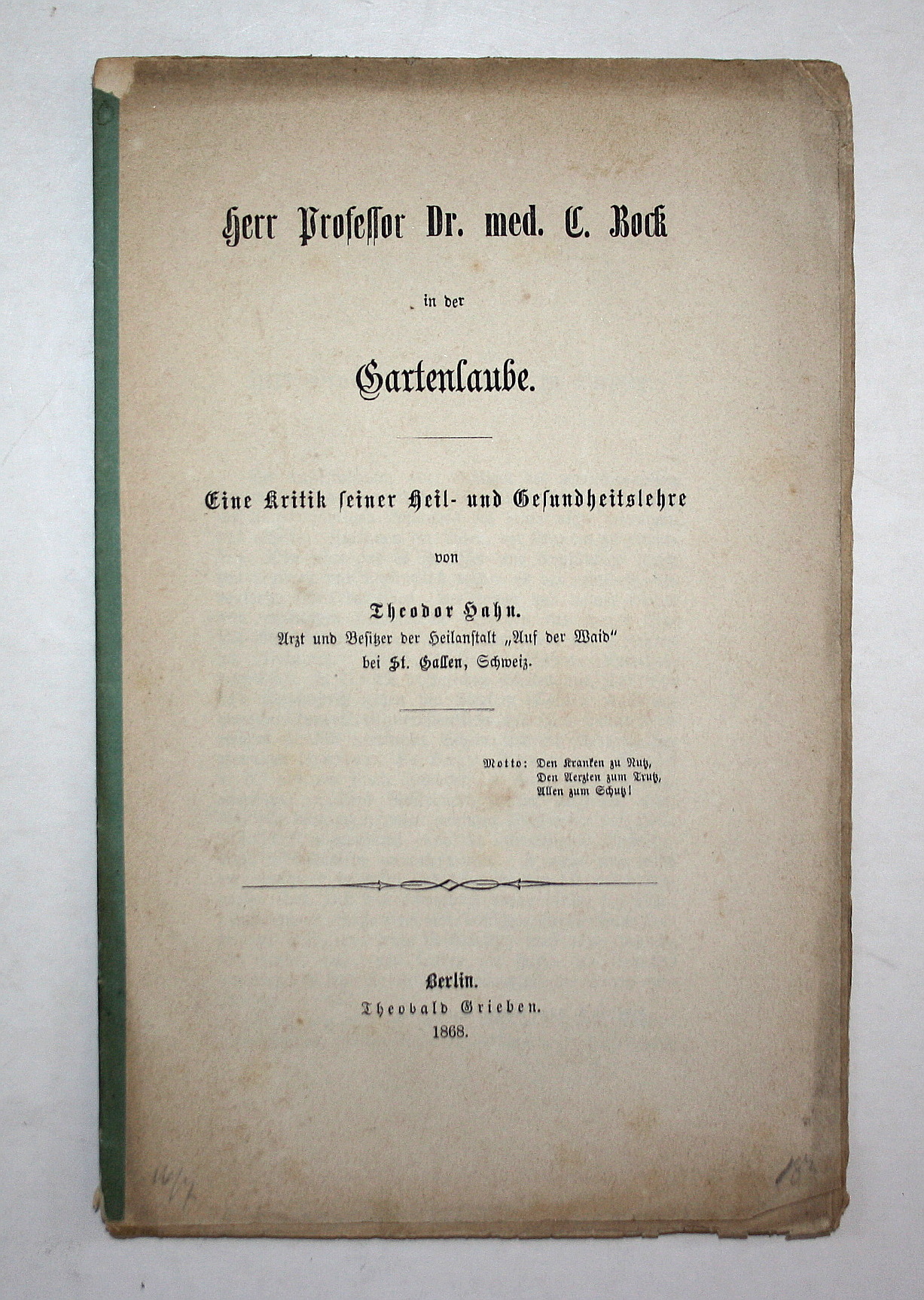 Herr Professor Dr. med. C. Bock in der Gartenlaube. Eine Kritik seiner ...