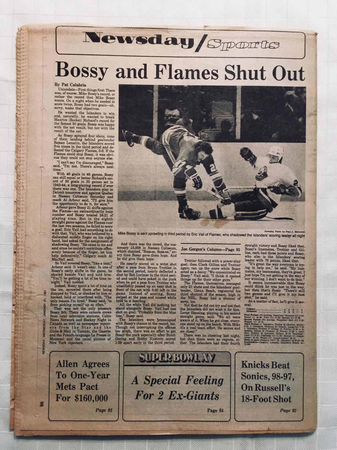 Newsday, The Long Island Newspaper, Nassau Edition, Wednesday, Jan. 21 ...