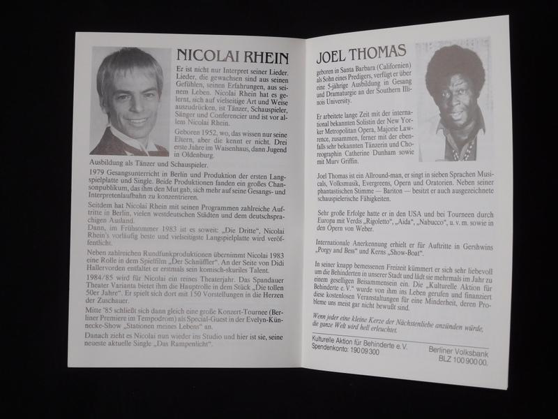 Programmheft Theater Die Komödianten Berlin um 1985. Uraufführung BLACK ...