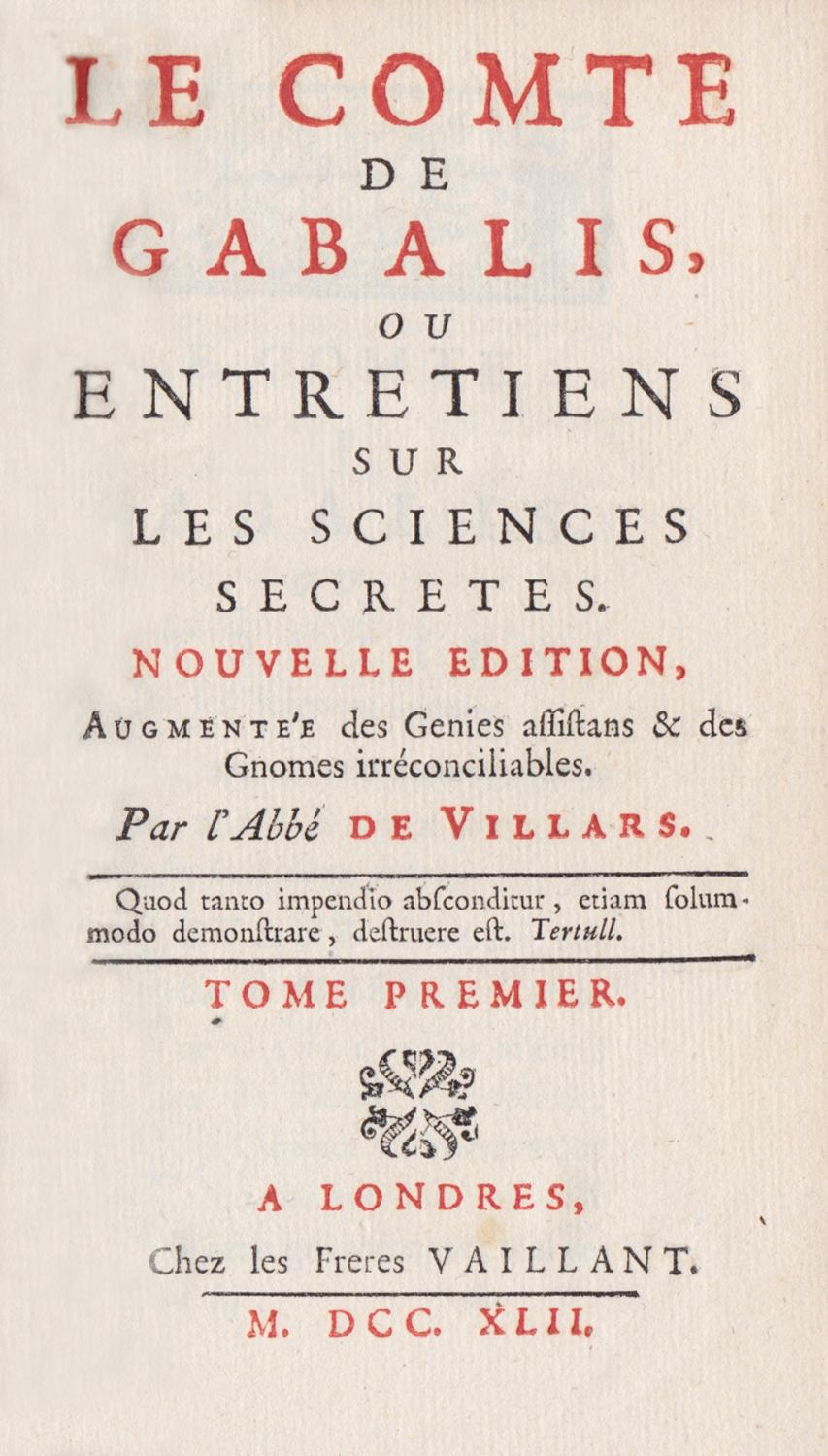 Le Comte de Gabalis, ou Entretiens sur les sciences secrètes. Nouvelle ...