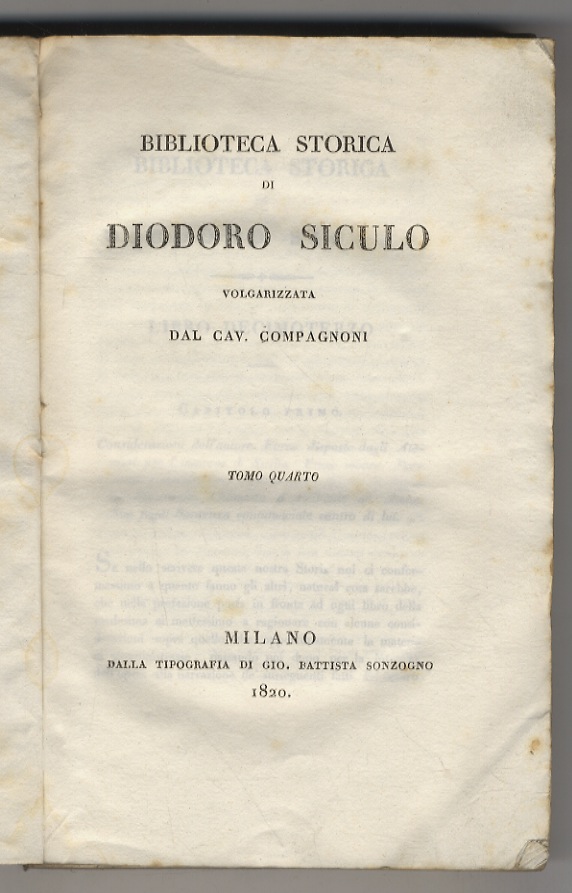 Biblioteca Storica di Diodoro Siculo volgarizzata dal cav. Compagnoni ...
