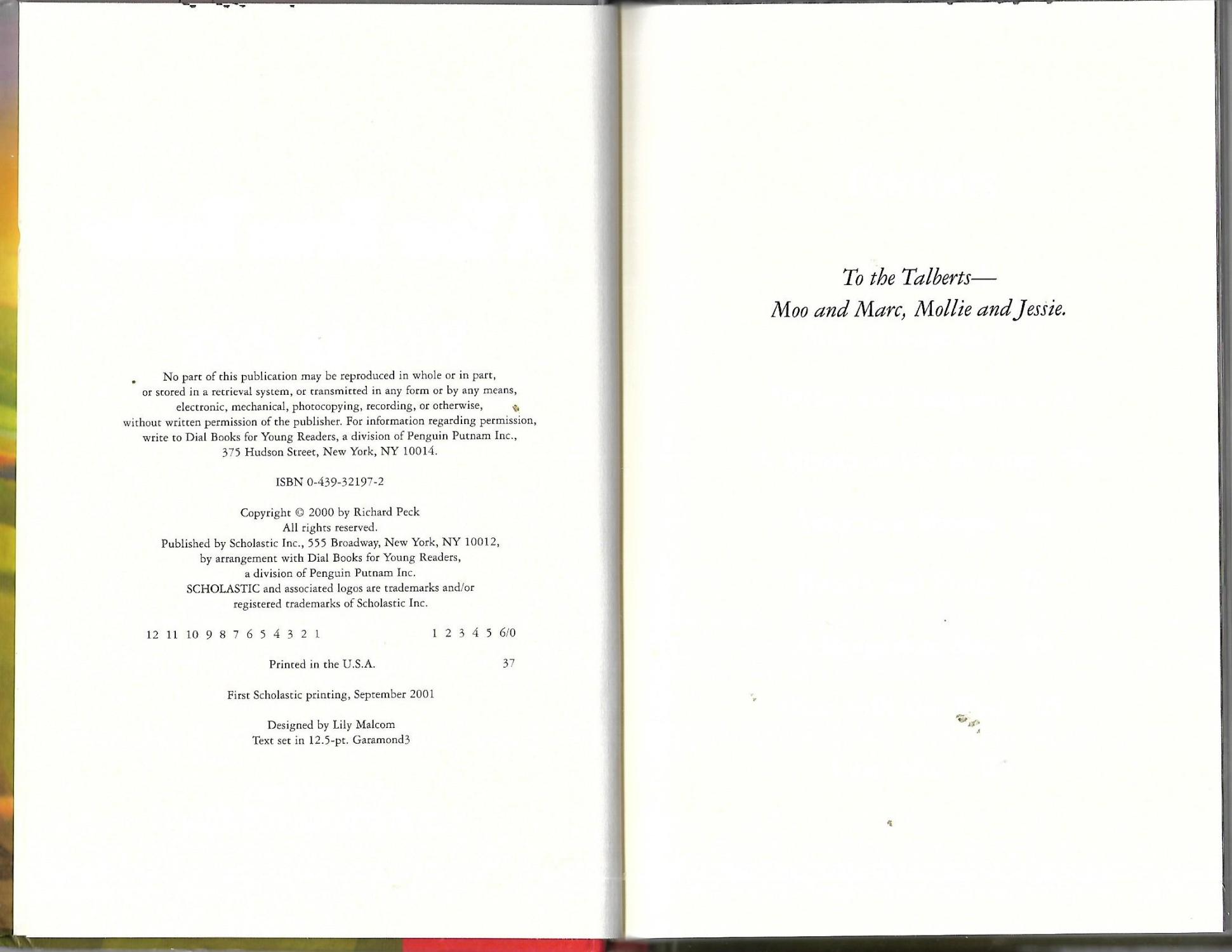 A Year Down Yonder by Richard Peck: Good Hardcover (2000) 1st Edition ...