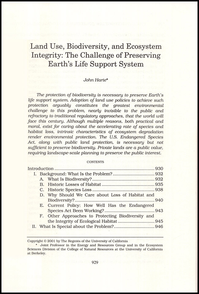 Land Use, Biodiversity, and Ecosystem Integrity: The Challenge of ... Land Use, Biodiversity, and Ecosystem Integrity: The Challenge of ...