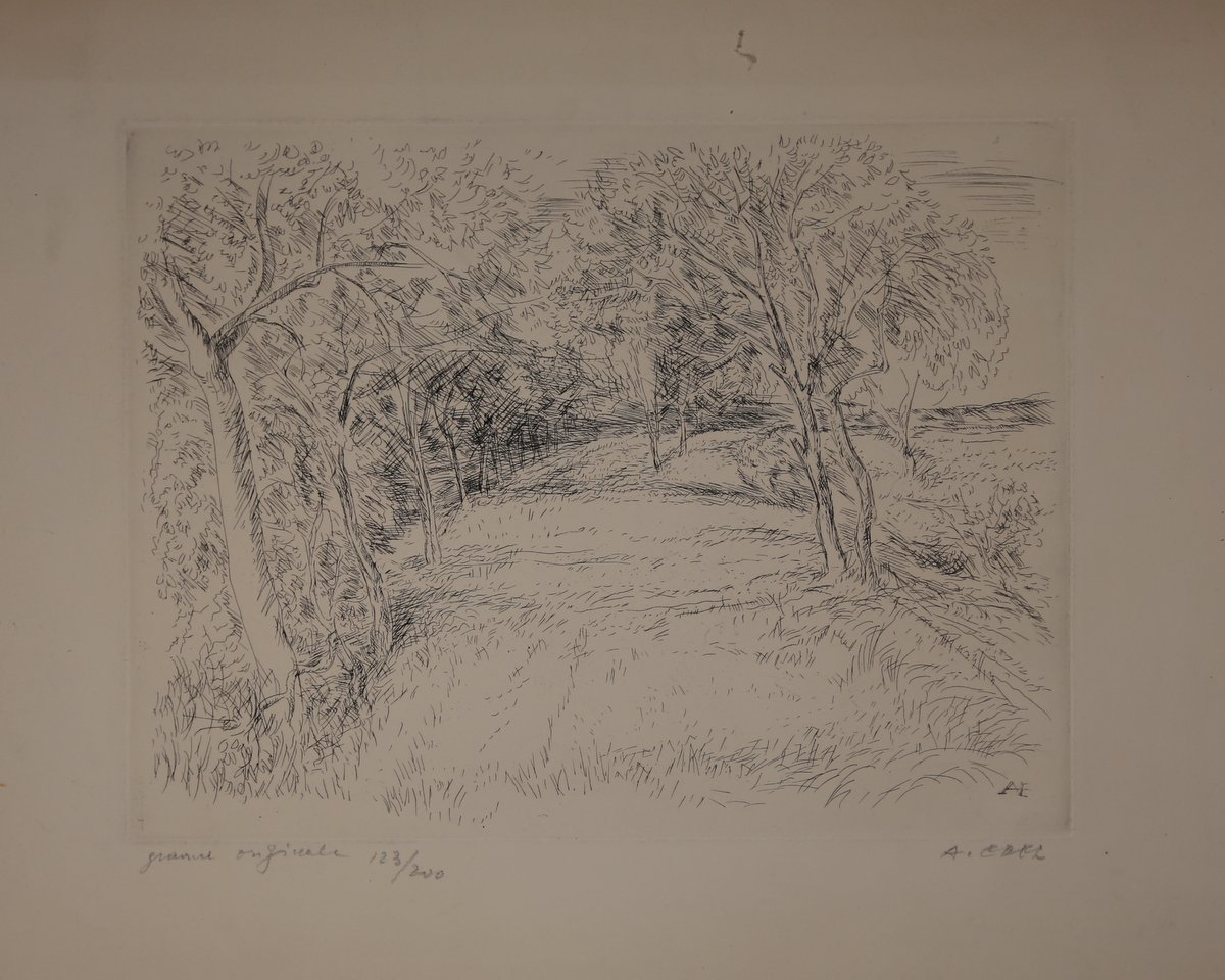 Landschaft. Kaltnadelradierung. Mit Bleistift signiert rechts unten. by ...