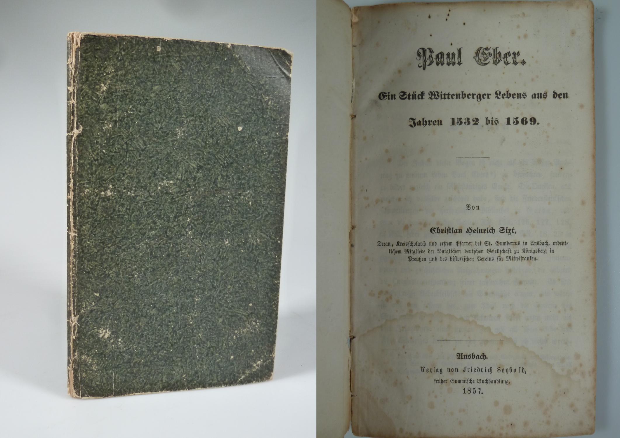 Paul Eber. by SIXT, Christian Heinrich.: (1857) | Antiquariat Dorner