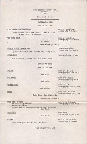 Dance Theatre Workshop [Theater], Inc. Presents its Third Studio Series ...