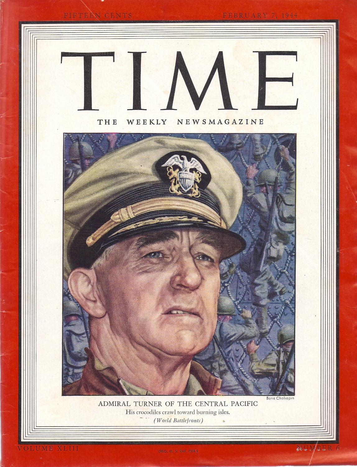 Time The Weekly News Magazine Volume XLIII Number 6 February 7, 1944 hd ...