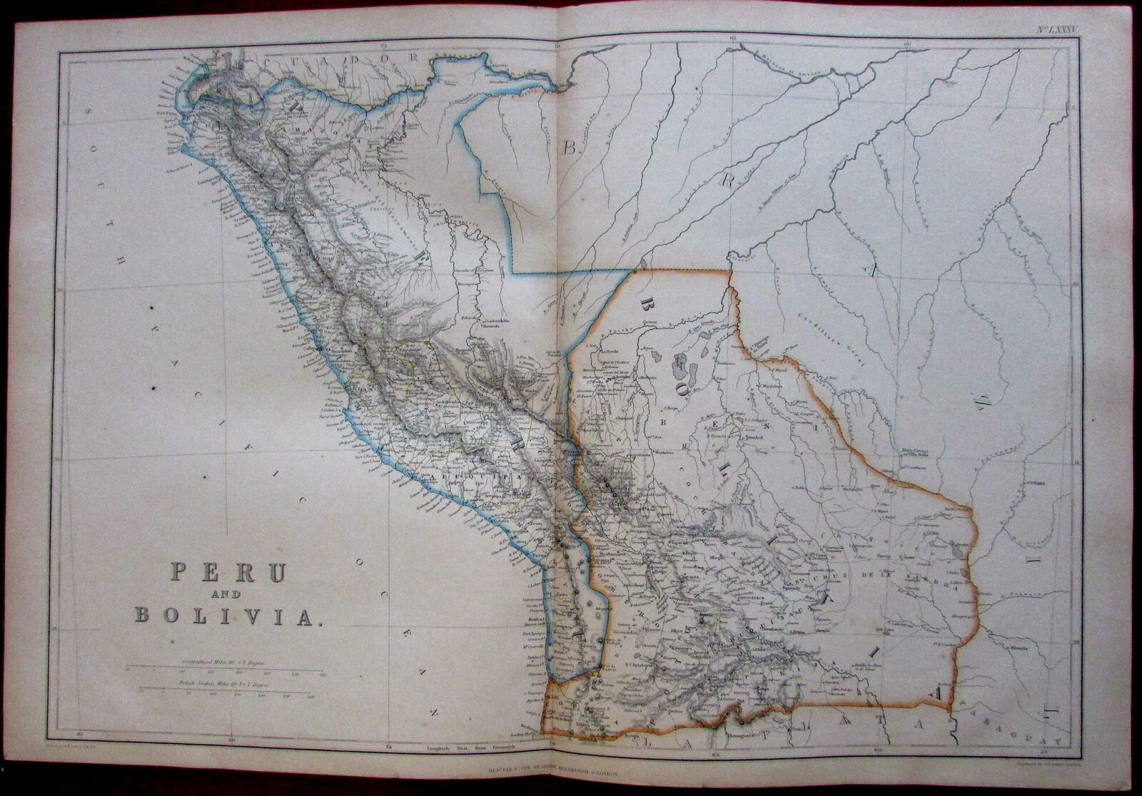 Peru & Bolivia South America 1860 Lowry detailed uncommon focused ...
