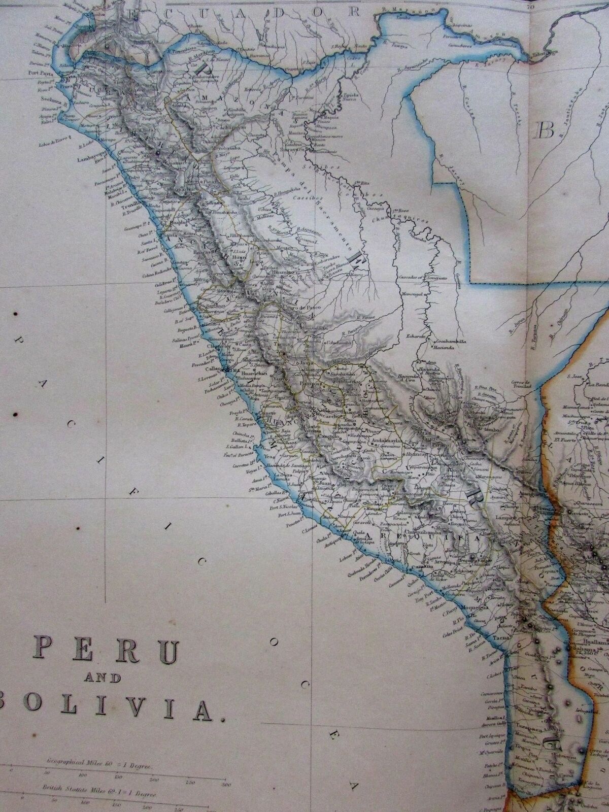Peru & Bolivia South America 1860 Lowry detailed uncommon focused ...