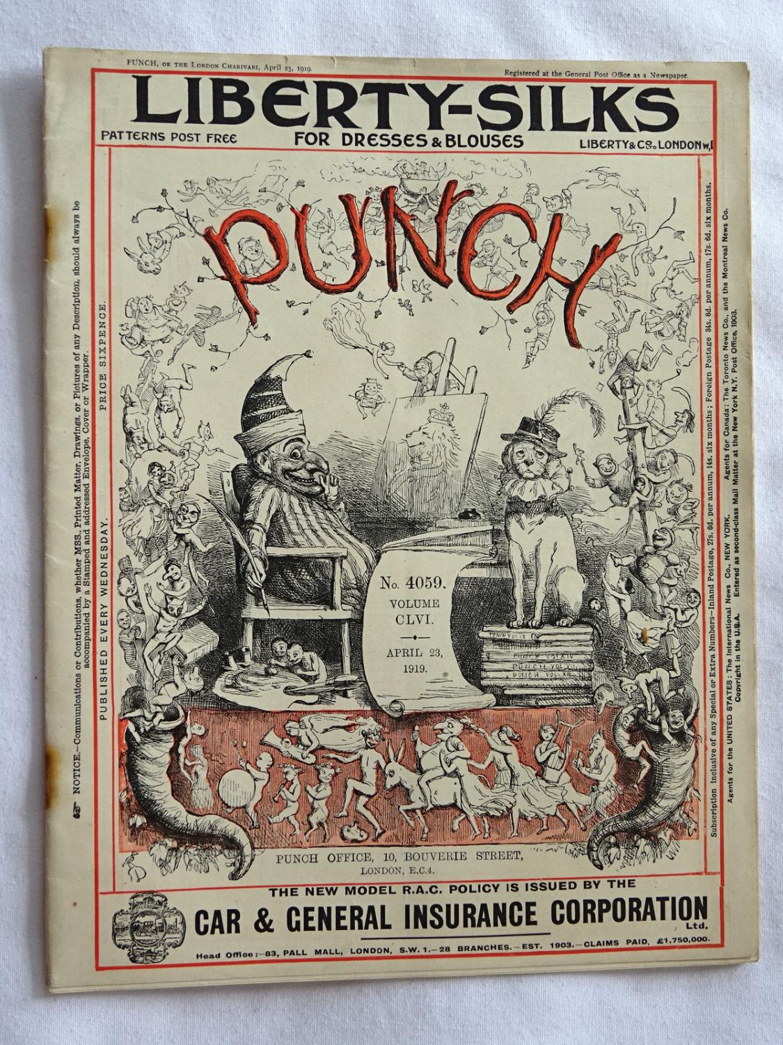 PUNCH or The London Charivari, Vol CLVI, No 4059. 23 April 1919 ...