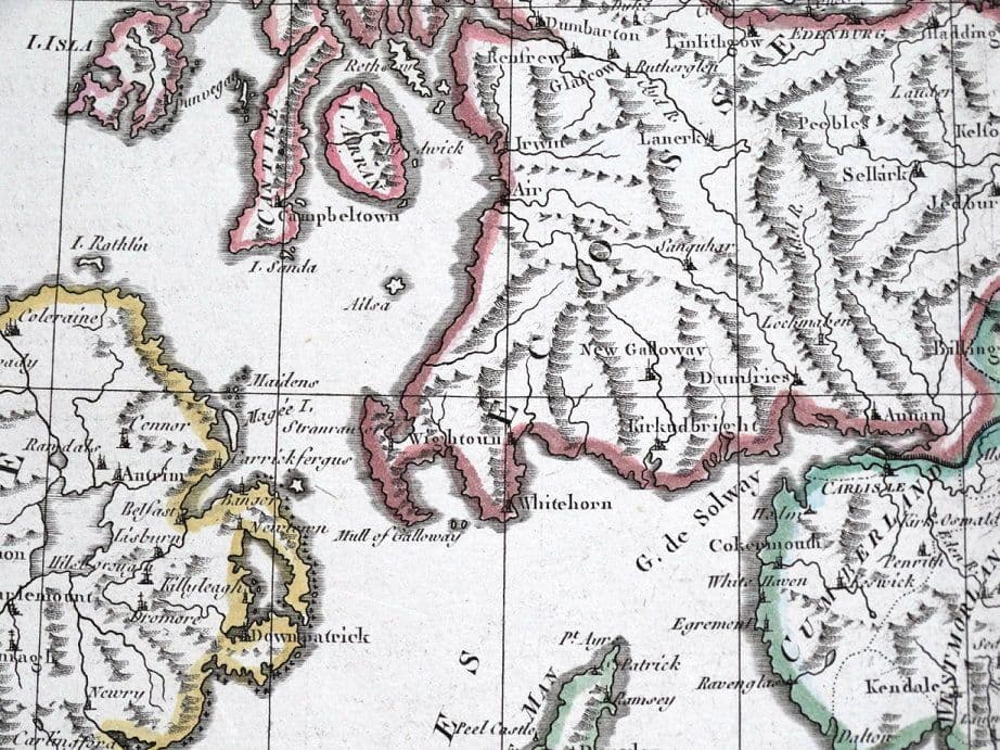 Antique Map NORTHERN ENGLAND, UK, BRITAIN, Rigobert Bonne, original ...