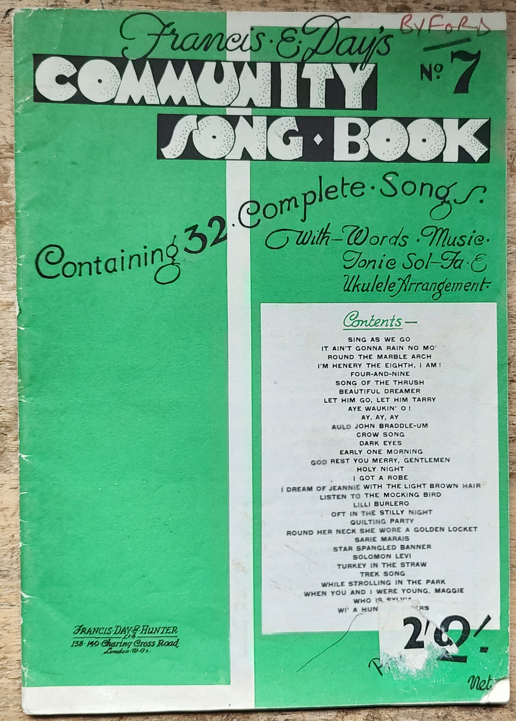 Francis & Day's Community Song Book No.7 containing 32 Complete Songs ...