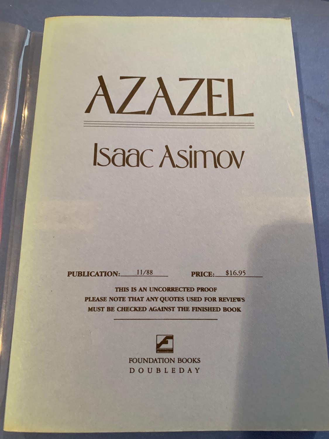 AZAZEL by ISAAC ASIMOV: nf Original wraps (1988) | Happy Heroes