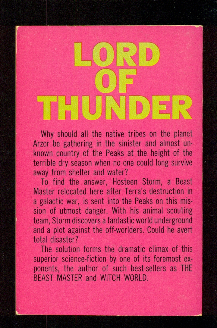 Lord of Thunder - Ace Books No. G-691 by Norton, Andre: Fine Mass ...