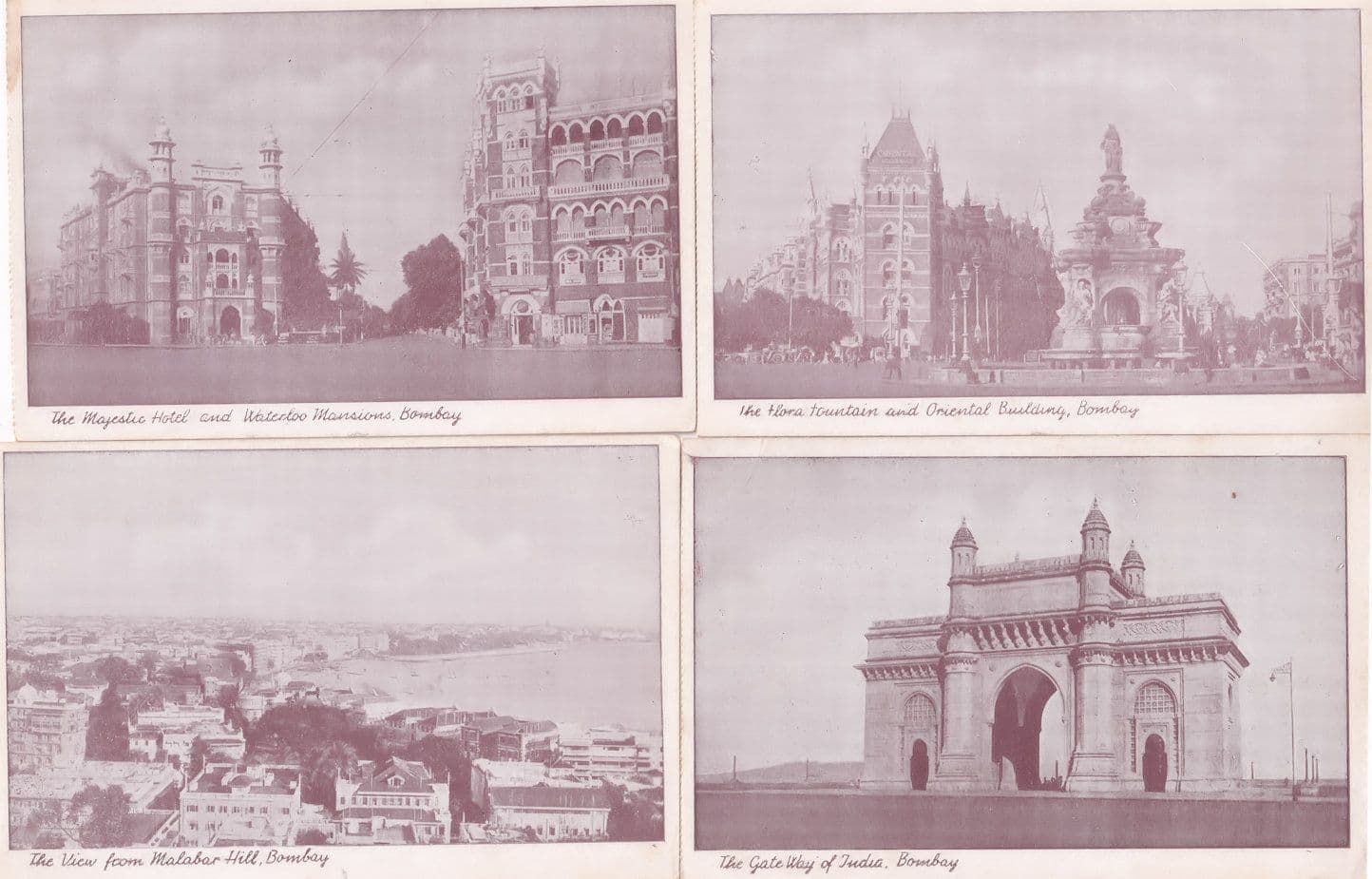 Majestic Hotel Malabar Hill Bombay Gateway 4x Indian Antique Postcard s ...