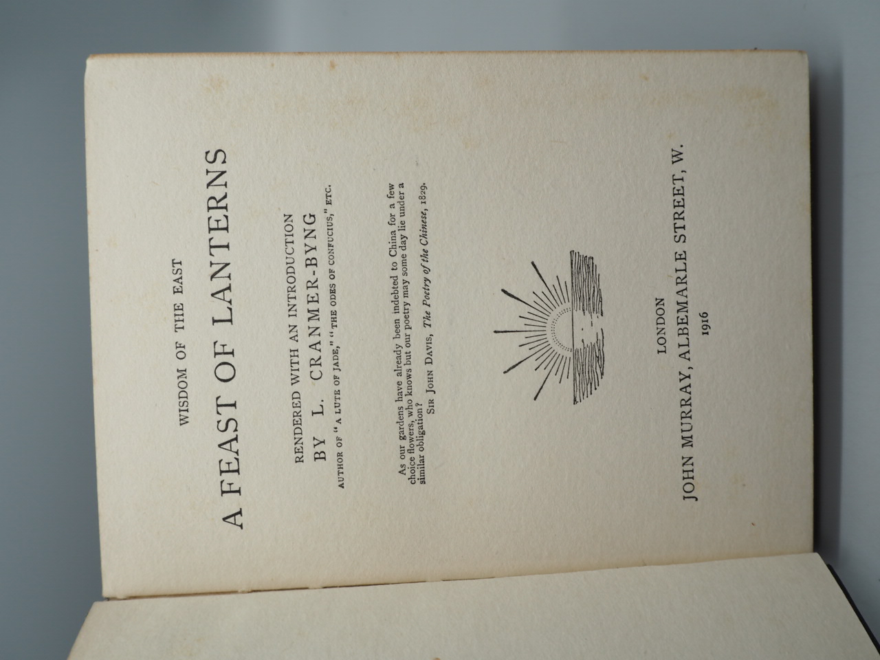 A Feast of Lanterns. by L. Cranmer-Byng.: Very Good | ROBIN SUMMERS ...