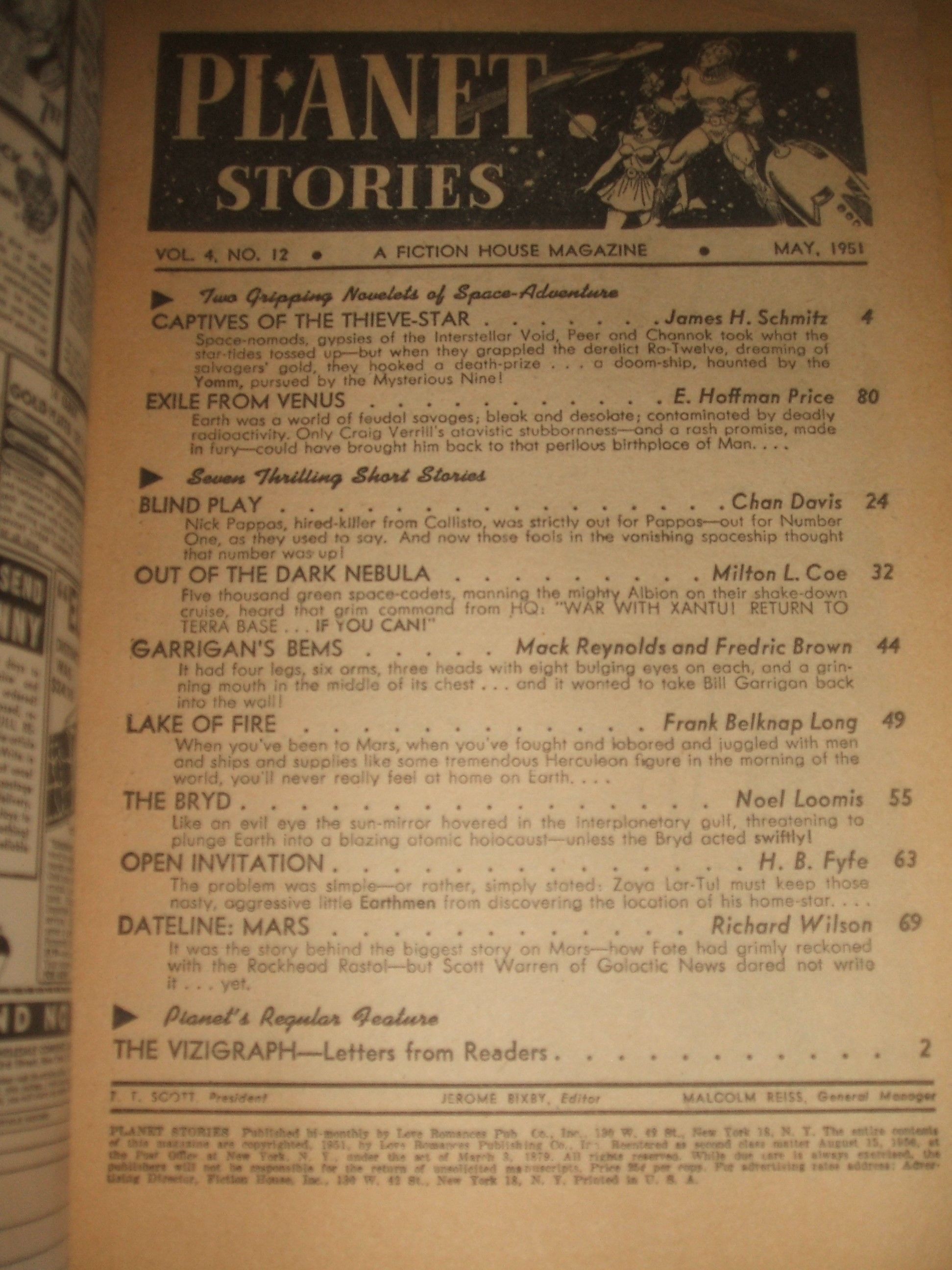 Planet Stories May 1951 by Jerome Bixby (editor), E. Hoffman Price ...