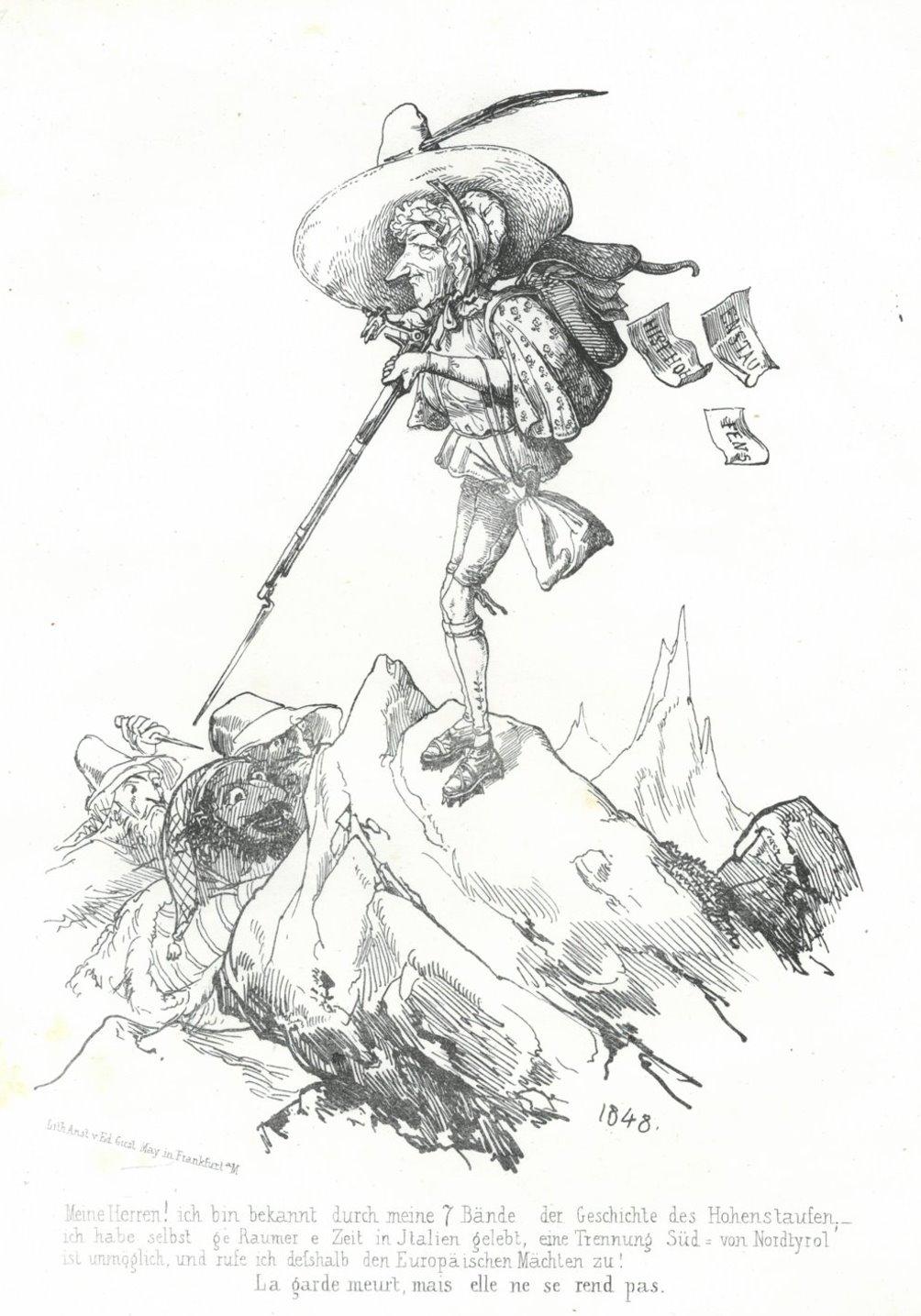 REVOLUTION 1848. - Karikatur. - Friedrich von Raumer. - Südtirol ...