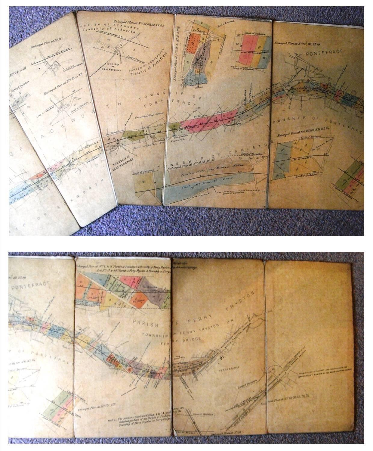 Manuscript Map LARGE OLD HAND DRAWN FOLDING RAILWAY MAP Showing the ...