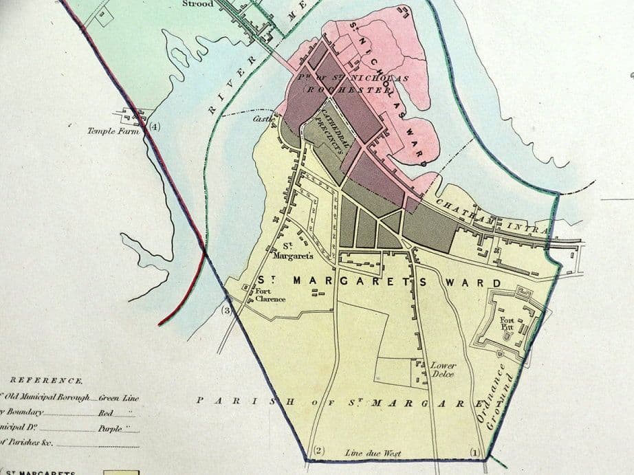 Antique Map ROCHESTER, KENT, UK, Street Plan, Dawson Original 1832: Map ...