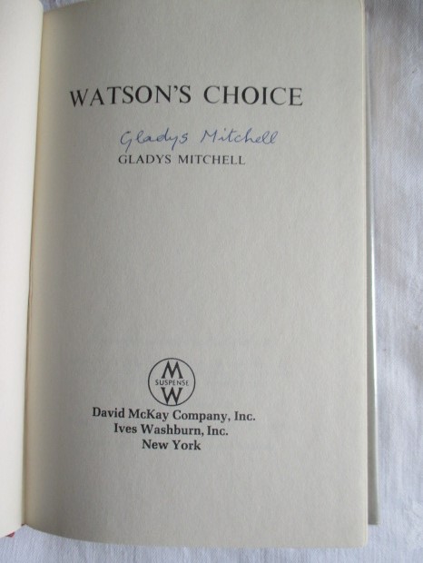 Watson's Choice by Mitchell, Gladys: Near Fine Hardcover (1976) 1st ...