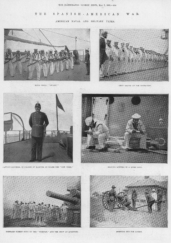 1898 Antique Print - SPANISH AMERICAN War US Navy Troops Field Guns ...