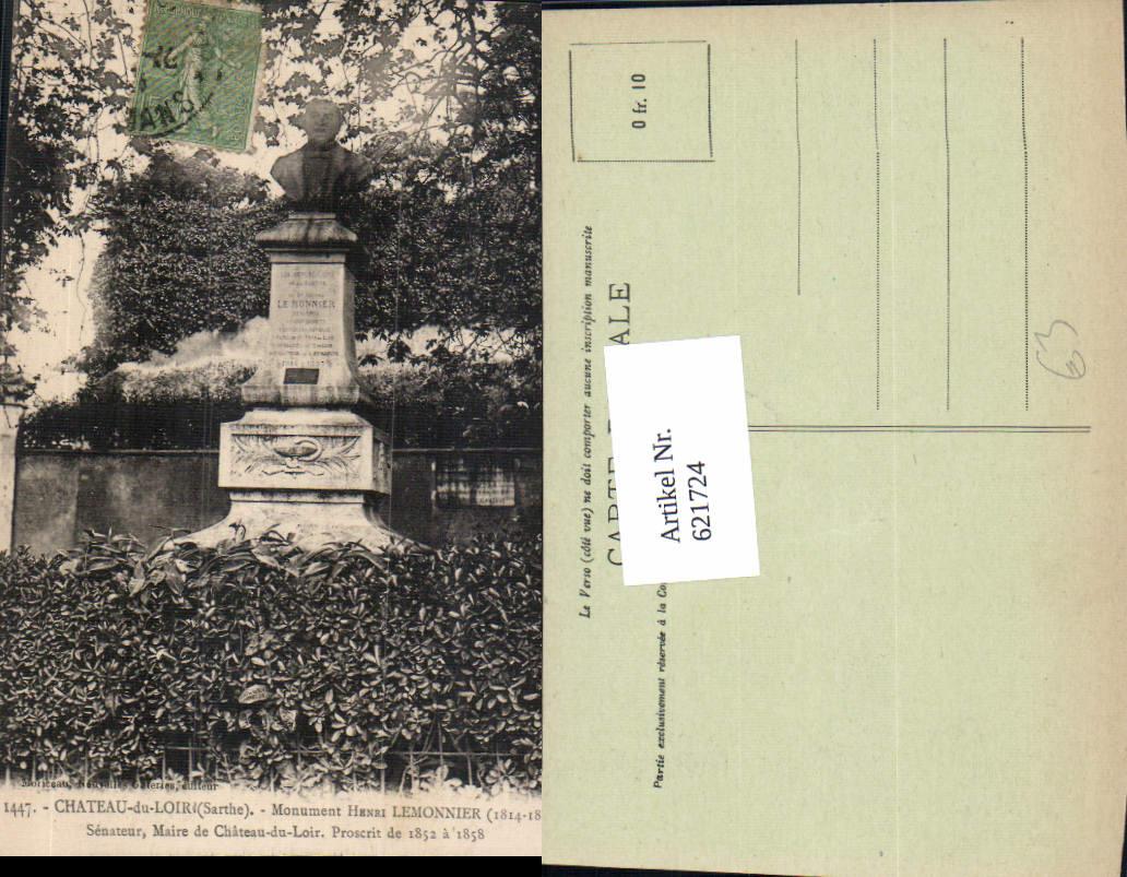 621724,Chateau du Loir Sarthe Monument Henri Lemonnier France ...