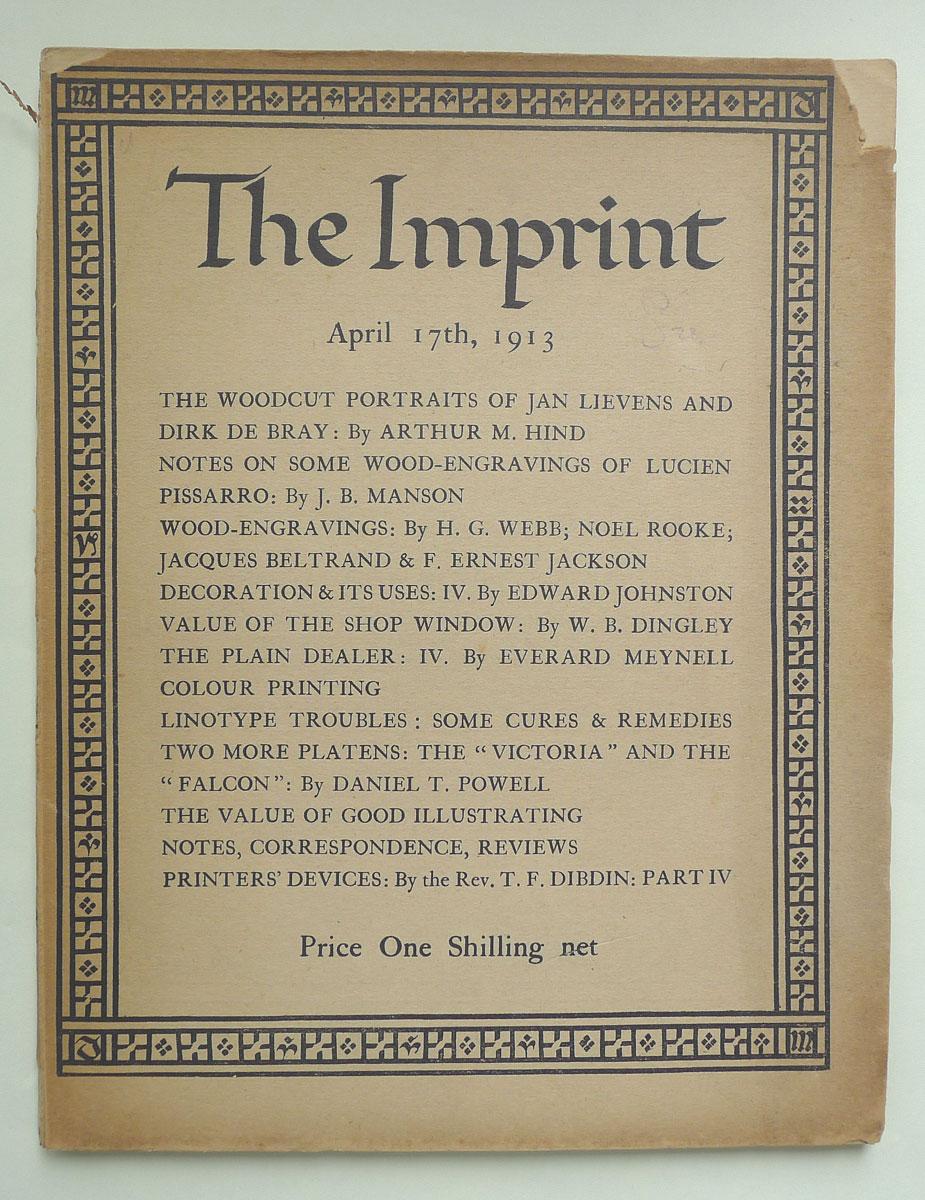 The Imprint. Vol.1 No.4, April 1913. by PISSARRO, LUCIEN.: (1913) 1st ...