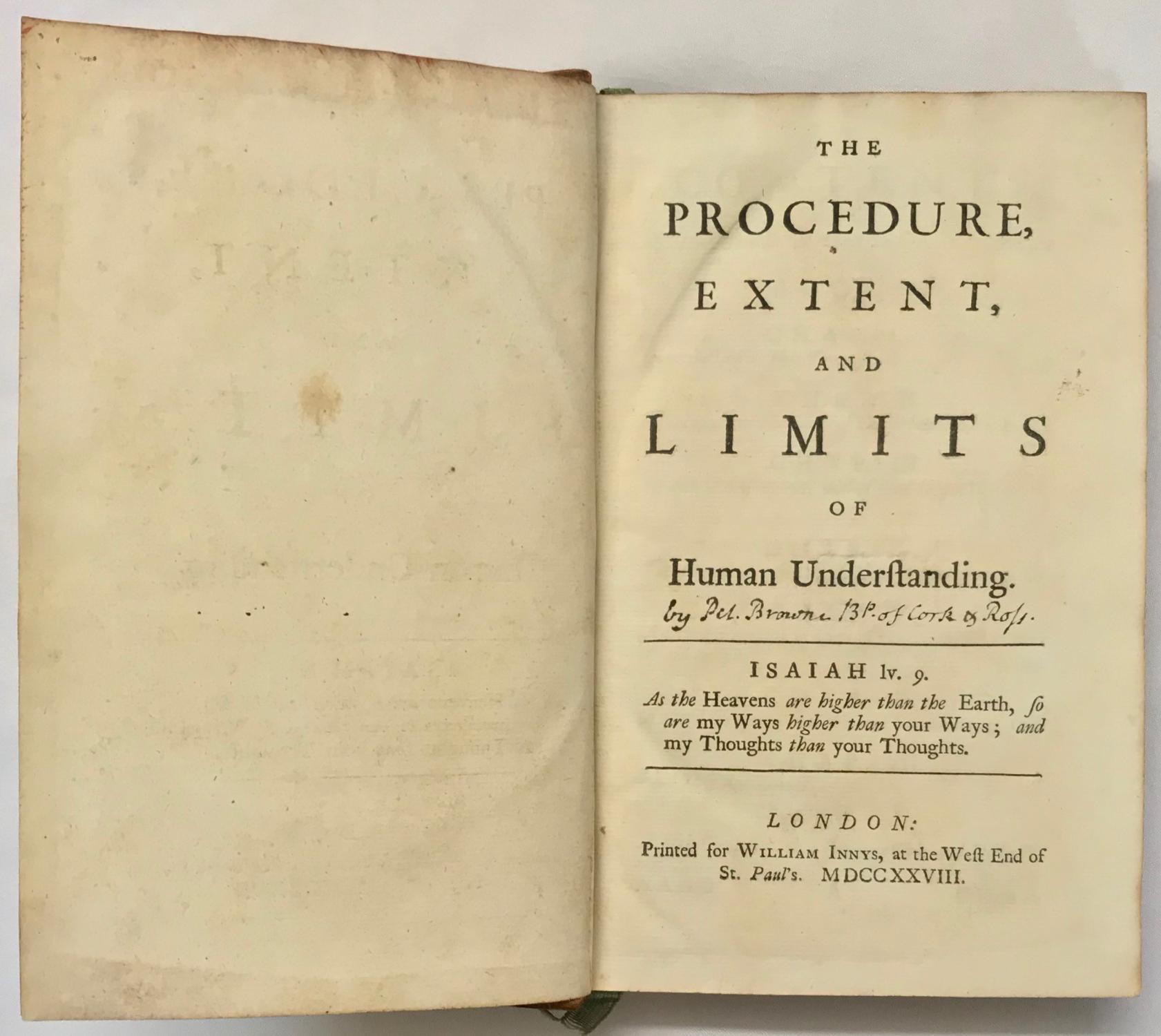 The Procedure, Extent, and Limits of Human Understanding by Browne ...
