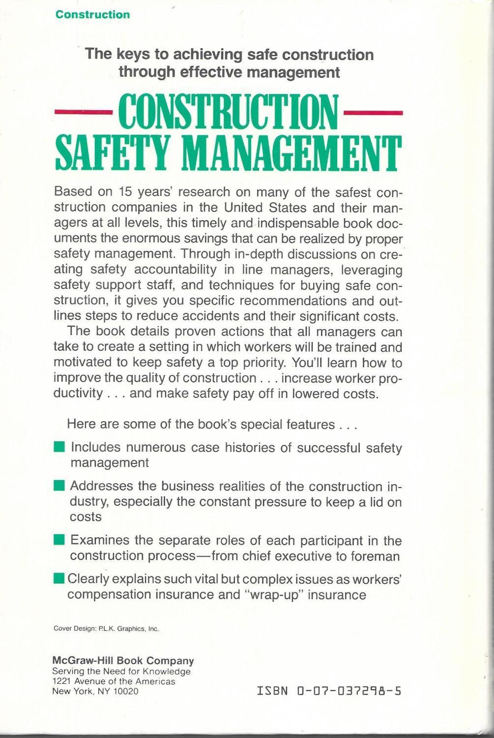 Construction Safety Management by Levitt, Raymond Elliot and Nancy ...