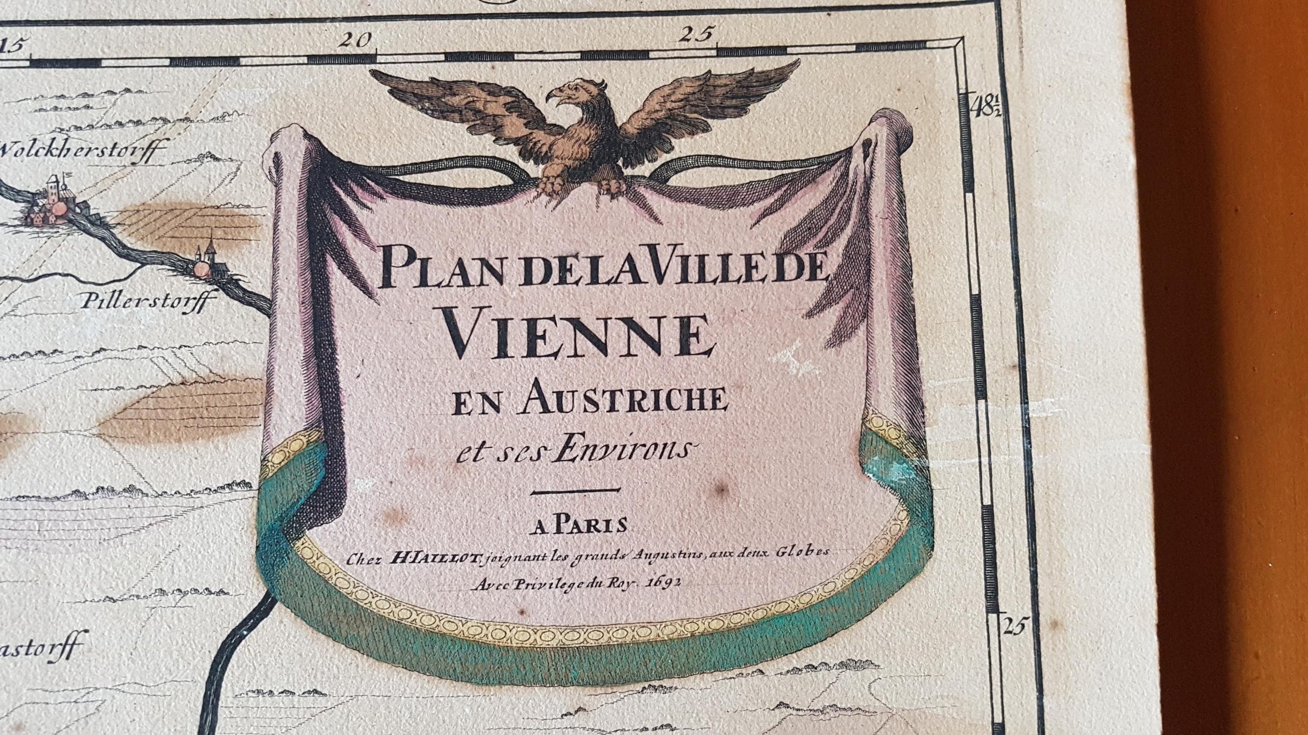 HAND COLOURED ORIGINAL 1692 MAP: Plan de la Ville de Vienne en ...