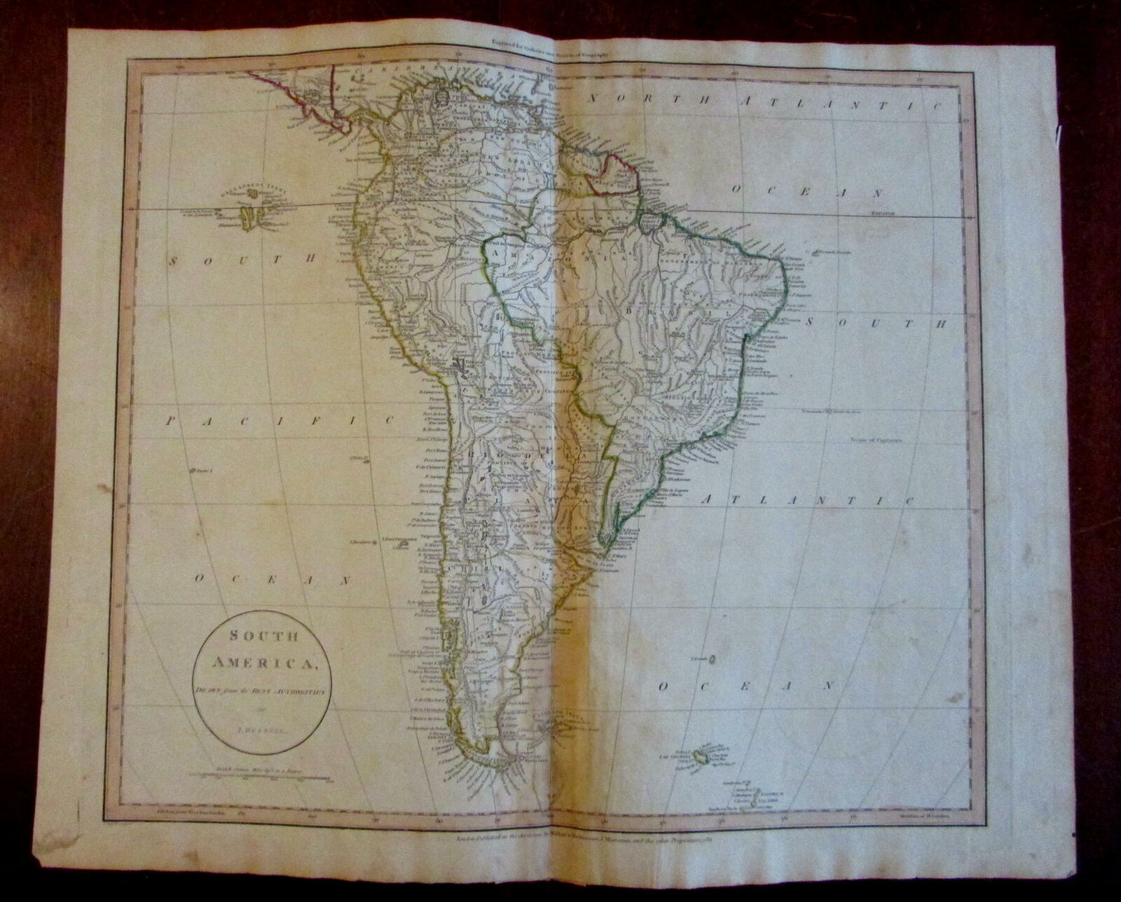 South America 1811 Russell Wilkie Robinson large scarce engraved map ...
