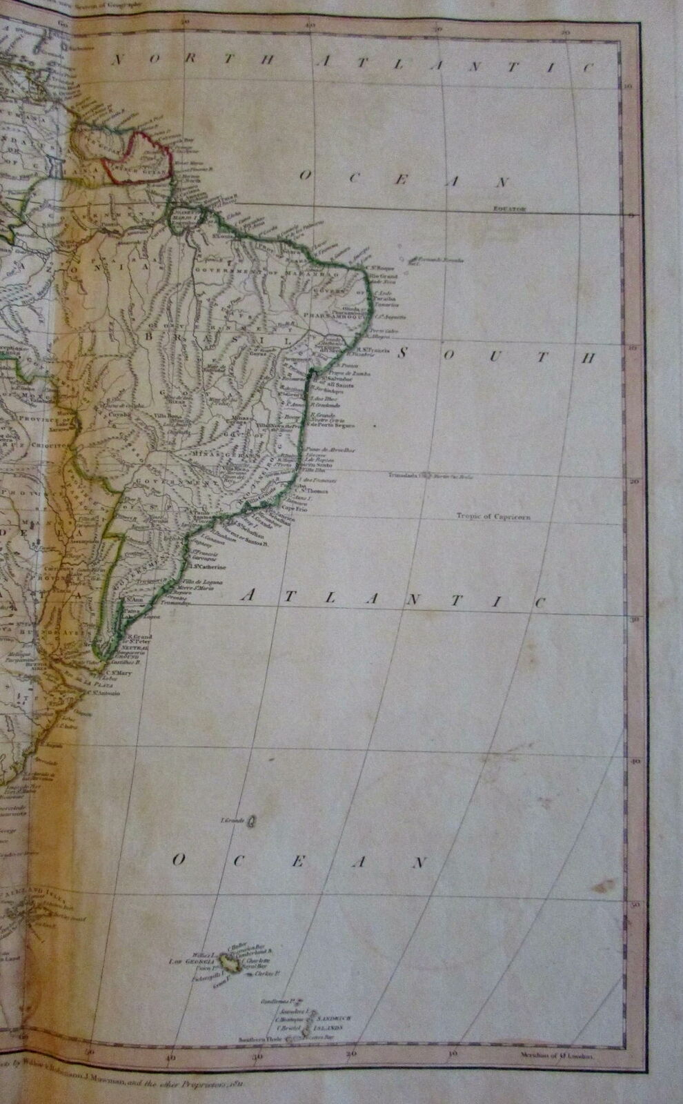South America 1811 Russell Wilkie Robinson large scarce engraved map ...
