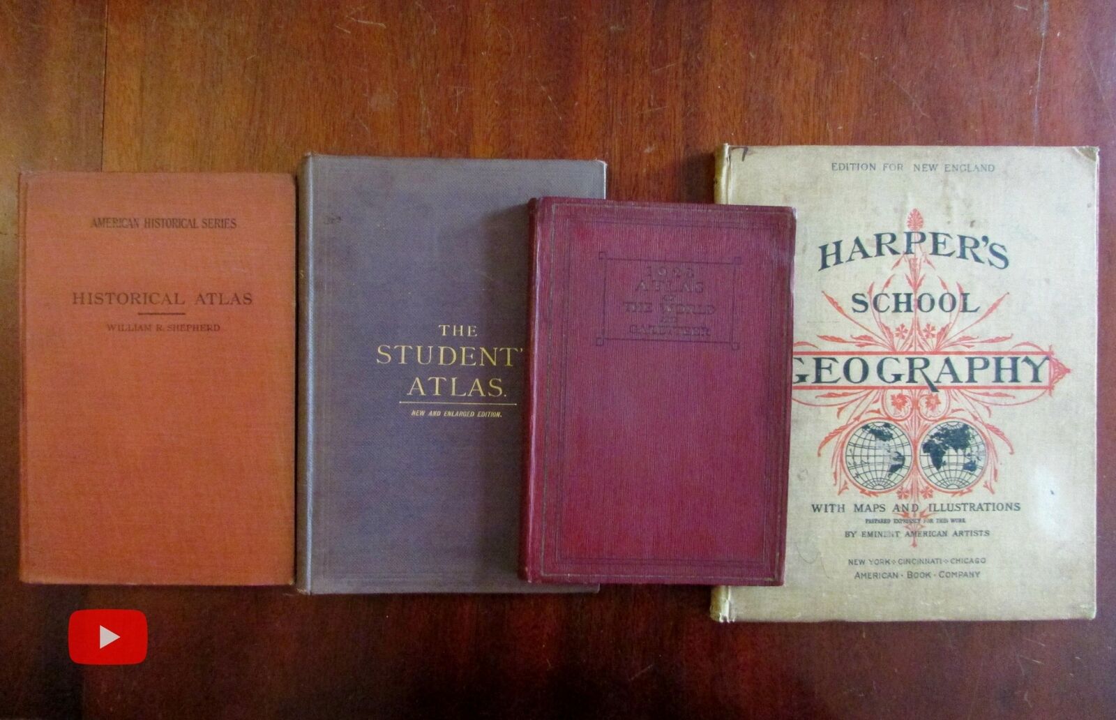 World Atlas collection 1880-1924 Historical Geography lot x 4 books 100 ...