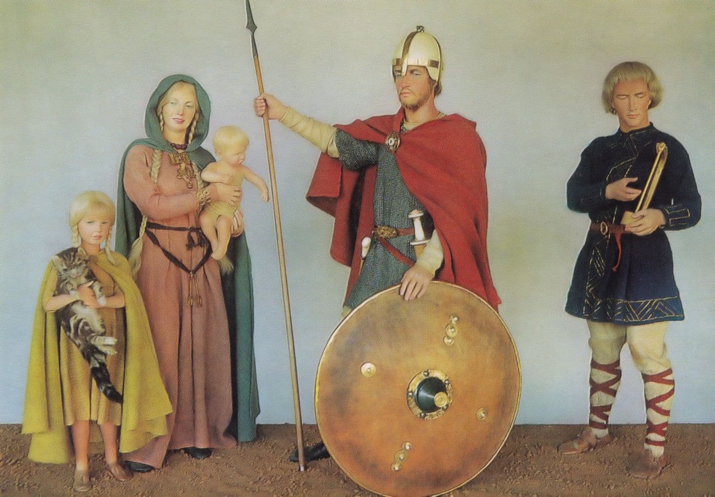 AD 625 Anglo Saxon Family with Tabby Cat Leicester Rare Postcard ...