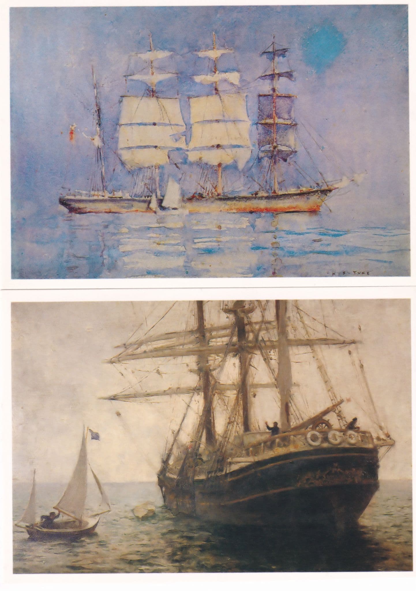Henry Scott Tuke The Missionary Boat Barque at Falmouth 2x Painting ...