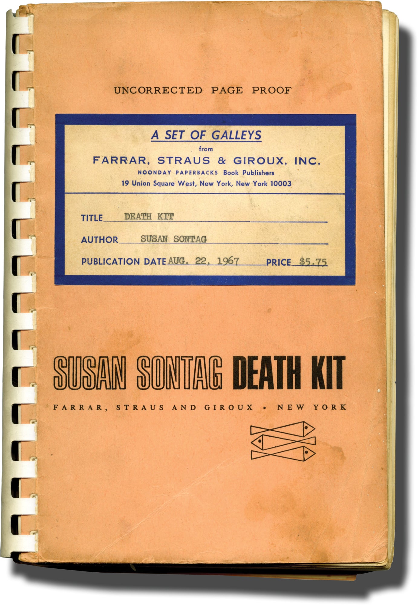 Death Kit (Uncorrected Proof, with annotations) by Susan Sontag: (1967 ...