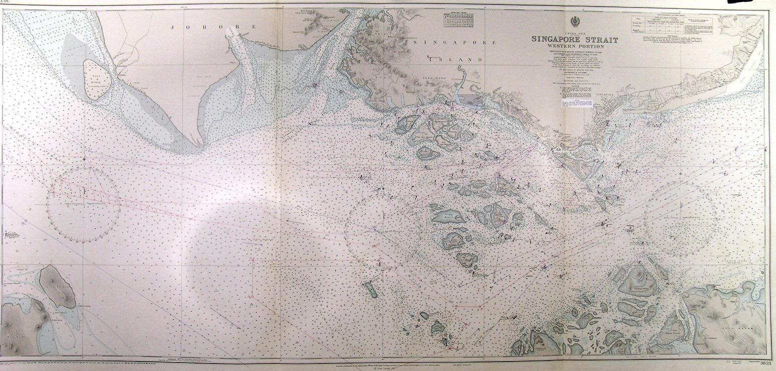 SINGAPORE STRAIT - WESTERN PORTION . Large detailed sea chart from ...