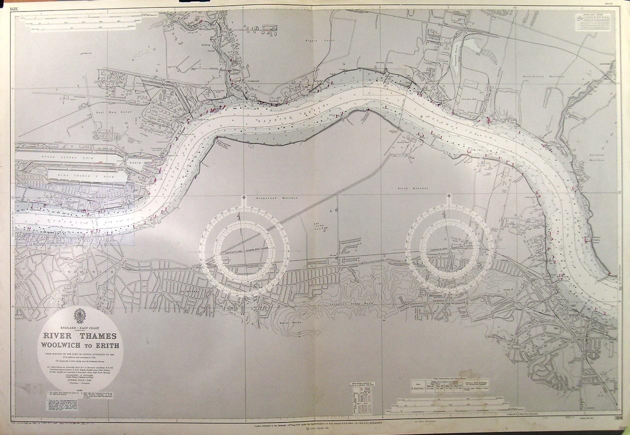 RIVER THAMES WOOLWICH TO ERITH . Large detailed chart of the Thames ...
