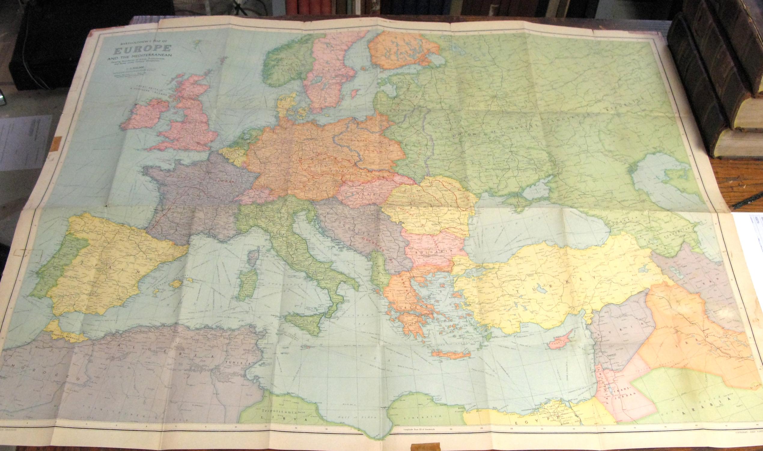BARTHOLOMEW'S MAP OF EUROPE AND THE MEDITERRANEAN 1941 by various: Very ...