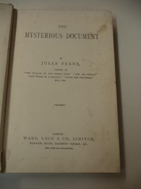 The Mysterious Document by Verne, Jules: Good Cloth (1904) | The Odd ...