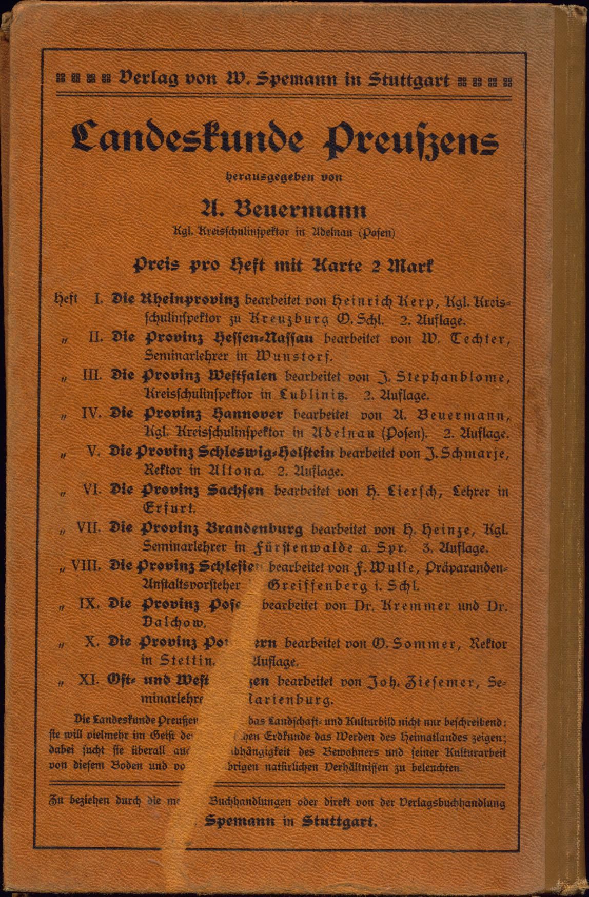 Die Provinz Pommern. Mit 22 Abbildungen und ohne die angegebene Karte ...