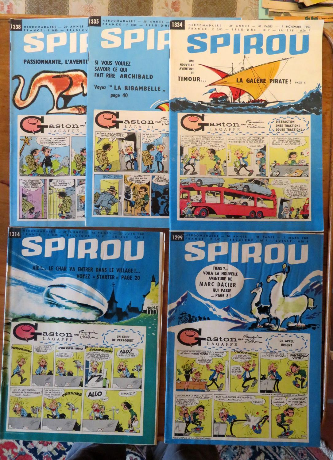 Périodique Spirou. Hebdomadaire. 26ème année. N° 1299, 1314, 1334, 1335 et 1338 von Collectif ...
